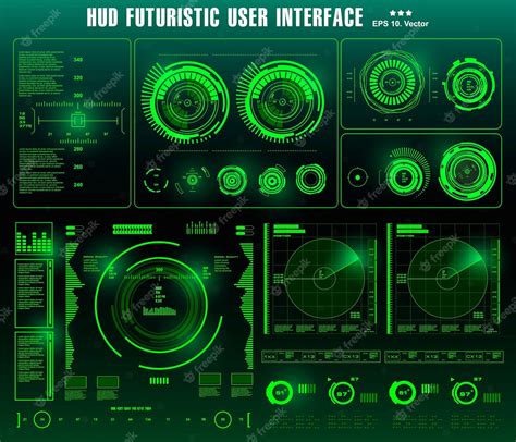 Interface Utilisateur Vert Futuriste Hud Affichage Du Tableau De Bord