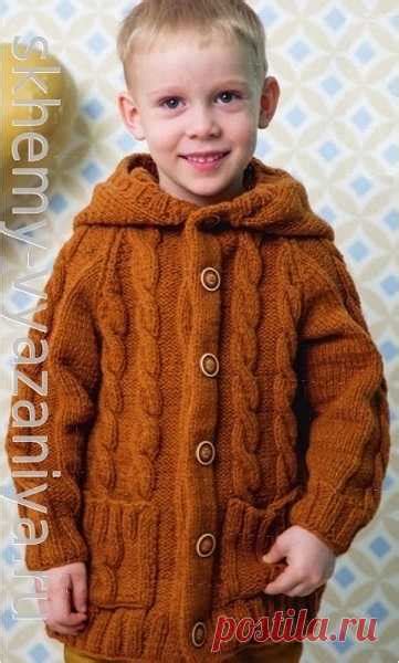 Вяжем кардиган с капюшоном для мальчика схема вязания и описание Вязание для детей Постила