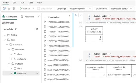 Reading Snowflake Iceberg Table Using Fabric Onelake Small Data And