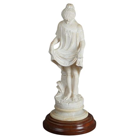 Antique Classical Carved Alabaster Sculpture Of A Young Girl 19th C For