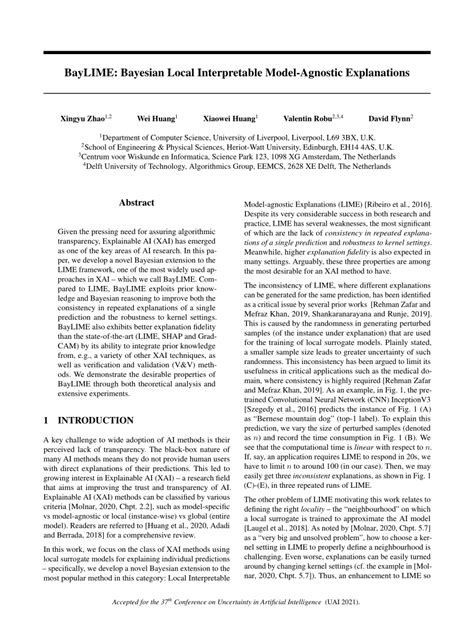 Pdf Baylime Bayesian Local Interpretable Model Agnostic Explanations