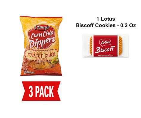 Clancys Mexican Style Street Corn Chip Dippers 9 25 Oz Pack Of 3 And Lotus Biscoff Cookie 0