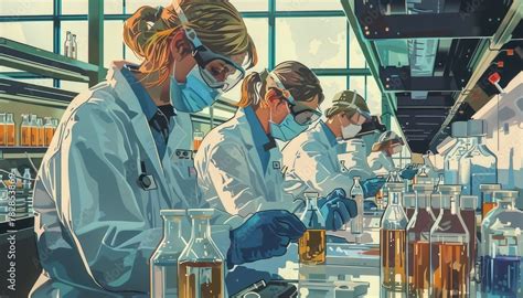 Laboratory Safety Procedures Illustrate A Laboratory Setting With Scientists Following Safety Laboratory Safety Procedures Illustrate A Laboratory Setting With Scientists Following Safety