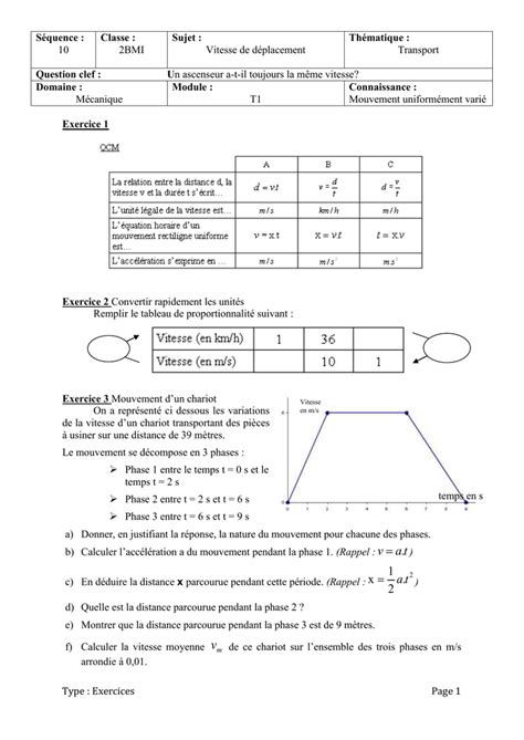 Séquence 10 sciences exercices 2nde Bac Pro maths