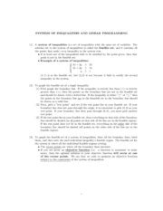 Math Systems Of Inequalities And Linear Programming SYSTEMS OF INEQUALITIES AND LINEAR