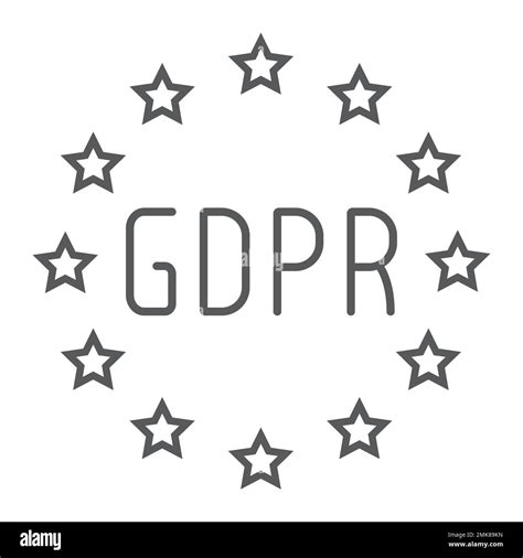 General Data Protection Regulation Thin Line Icon Privacy And Information Gdpr Sign Vector