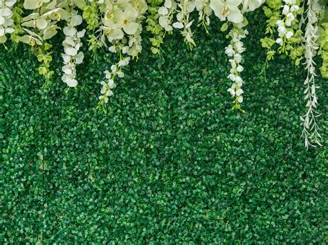 Green Grass Backdrop With Flowers 7x5ft Green Floral Leaves Backdrop