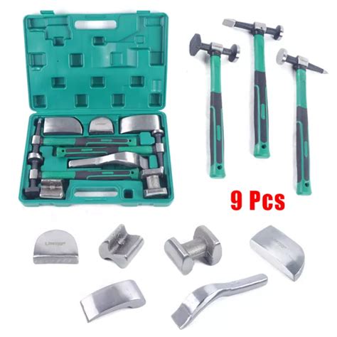 9pcs Set Car Auto Body Work Hammer Fender Hand Tool Dent Crowbar Repair