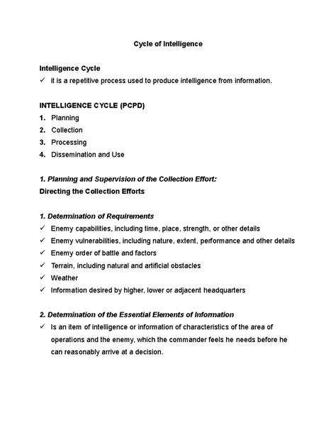 Police Intelligence Cycle Of Intelligence Cycle Of Intelligence Intelligence Cycle It Is A