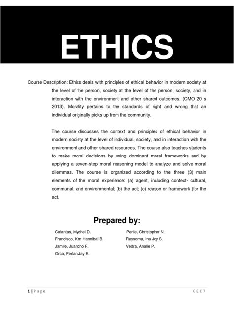 Gec 7 Ethics Module Pdf Existentialism Morality