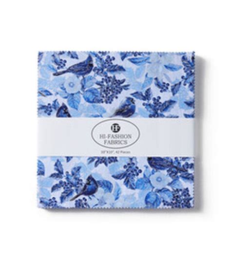 Hi Fashion 10 Winter Blue Christmas Cotton Fabric Squares 42ct Joann