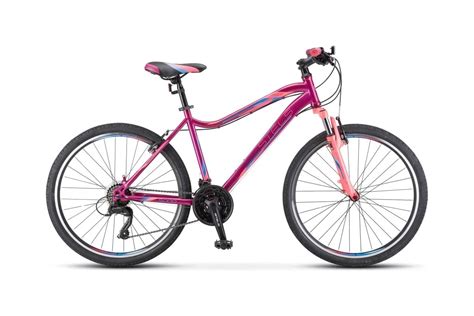 Велосипед STELS Miss-5000 V 26”, размер рамы 16", фиолетовый/розовый ...