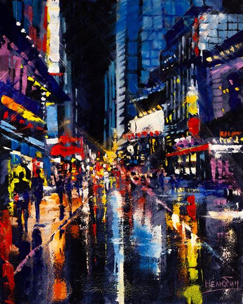 Abstract Expressionist Cityscape Night Paintings