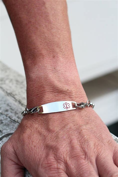 Medical Alert Bracelet For Men Custom Engraved Medical Id By Shiny