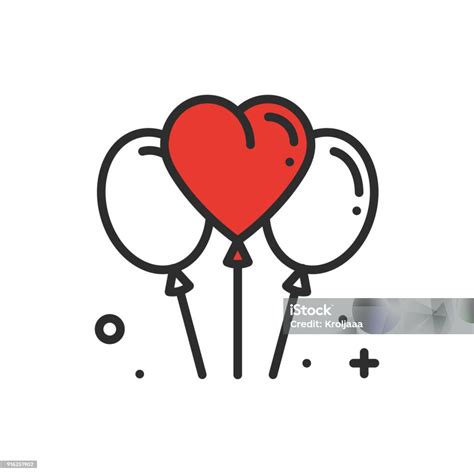 풍선 공기 풍선 선 심장 아이콘입니다 기호와 기호를 사랑 해요 관계 결혼 휴가 로맨틱 파티 축 하 생일 테마를 사랑 해요 0명에