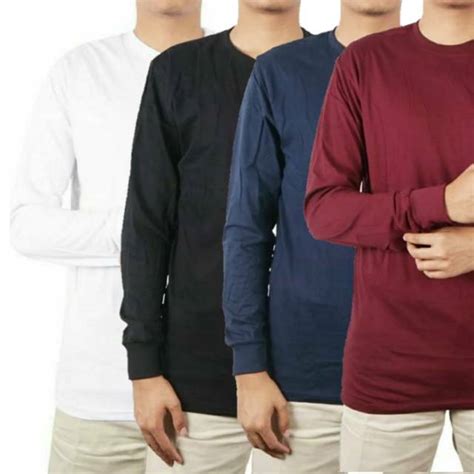 Jual Kaos Polos Panjang Lengan Ribkaret 100 Cotton Combed 30s Pria Dan Wanita S Xxl