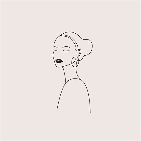 Vector Minimalist Linear Woman Illustration Abstract Continuous Line