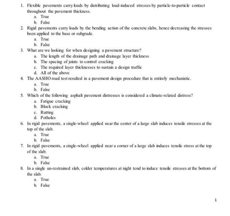 Solved 1 Flexible Pavements Carry Loads By Distributing