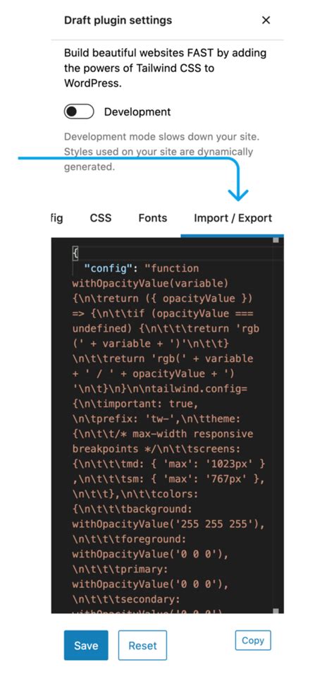 Import Export Build Wordpress Websites Fast With Tailwind Css
