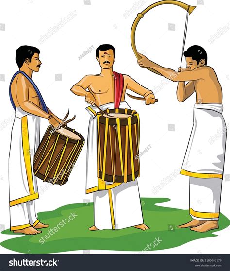 Kerala Temple Chenda Melam Onam Stock Vector Royalty Free 2100686179