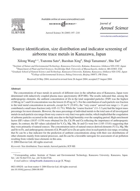 Pdf Source Identification Size Distribution And Indicator Screening