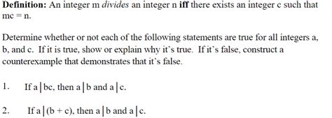 Solved Definition An Integer M Divides An Integer N Iff Chegg Com