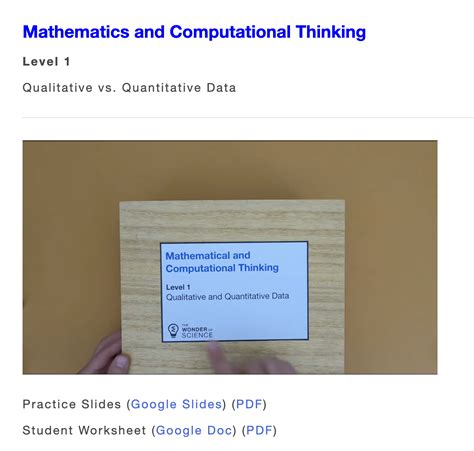 Mathematical And Computational Thinking Level 1 Qualitative Vs