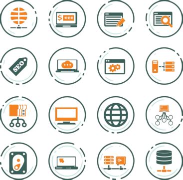 Hosting Provider Icon Set Vector Storage Communication Vector Vector