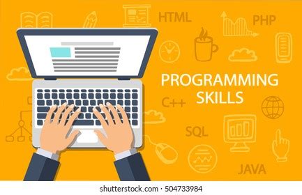 Programming Skills Concept Coding Development Background Stock Vector Royalty Free