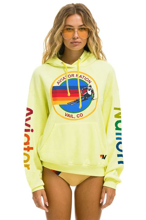 Aviator Nation Vail Relaxed Pullover Hoodie Neon Yellow Aviator Nation