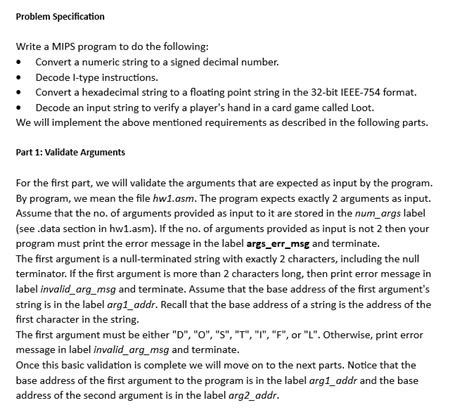 Solved Problem Specification Write A Mips Program To Do The