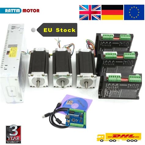 3 Axis Nema 23 Stepper Motor Driver Controller Cnc Kit For Sale Picclick Uk