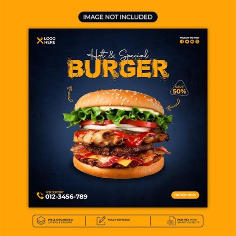 Premium Psd A Burger Ad With The Words Hot And Special Burger On It