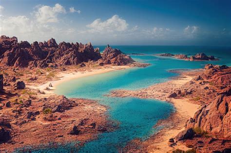 Premium Photo Desert Island Cartoon Style