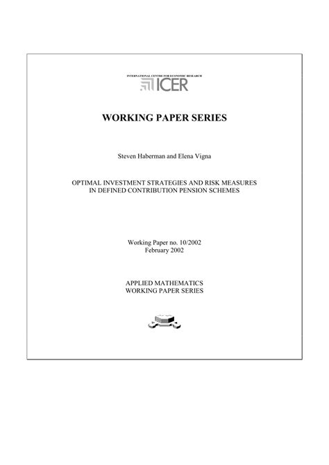 Pdf Optimal Investment Strategies And Risk Measures In Defined Contribution Pension Schemes