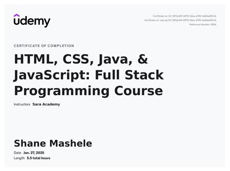 this certificate below verifies that shane mashele successfully completed the course html css