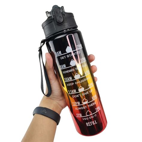 Garrafa Motivacional Metalica Medidor Kit 3 Uni Squeeze Agua Cha