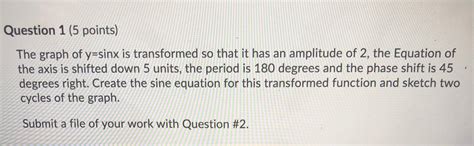 solved question 1 5 points the graph of y sinx is