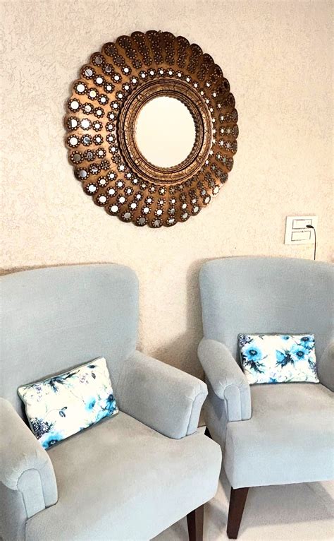 Peacock Wall Mirror Frame In Round Shape 90 Cm X 90 Cm Etsy