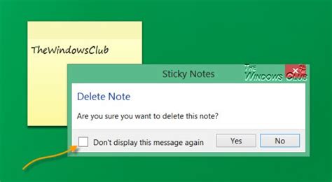 Disable Or Enable Sticky Notes Delete Confirmation Prompt
