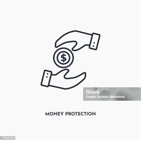 資金保護大綱圖示簡單的線性元素圖示白色背景上的隔離線資金保護圖示細描邊符號可用於 Web移動和 Ui向量圖形及更多付錢圖片 Istock