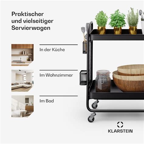 Klarstein Chibi Servierwagen 2 Etagen Steckboard Schwarz