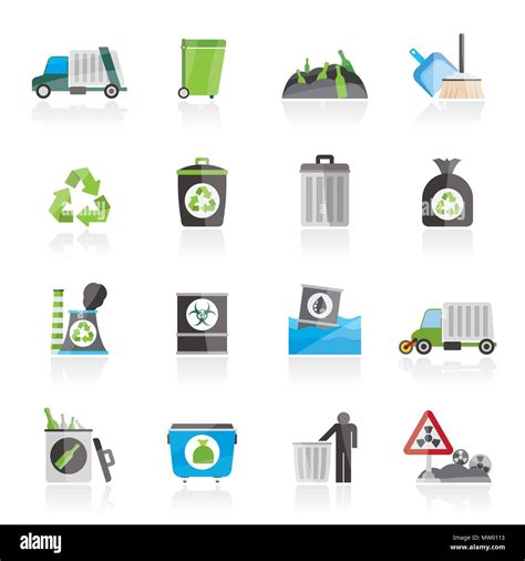La Recolección De Basura La Limpieza Y La Basura De Iconos Conjunto