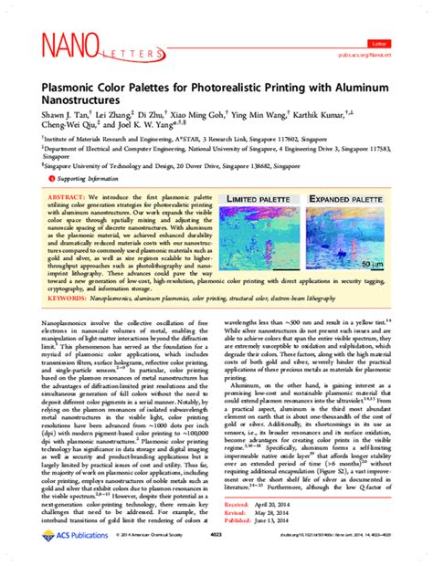 Pdf Plasmonic Color Palettes For Photorealistic Printing With