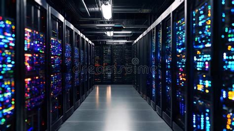 rows of quantum computing machines connected by a web of intricately