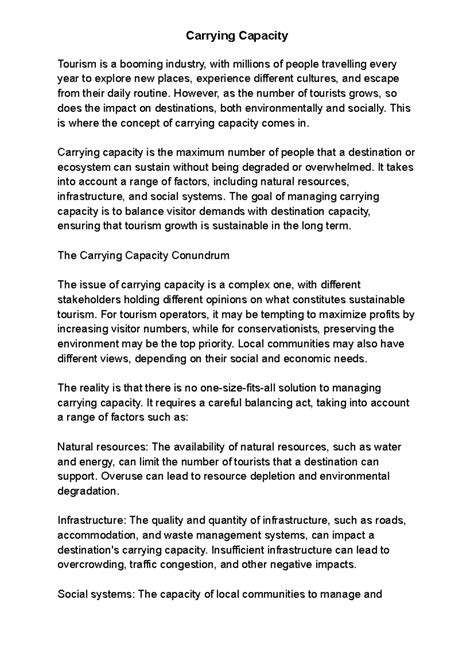 Carrying Capacity And Sustainable Tourism Carrying Capacity Tourism