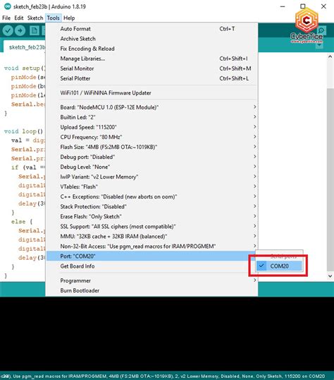 5 เลือกประเภทของบอร์ด โดยไปที่แถบเมนูด้านบนแล้วเลือก Tools Board
