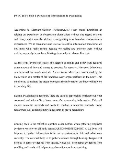 psyc 1504 unit 1 df assignment number 11 psyc 1504 unit 1 discussion