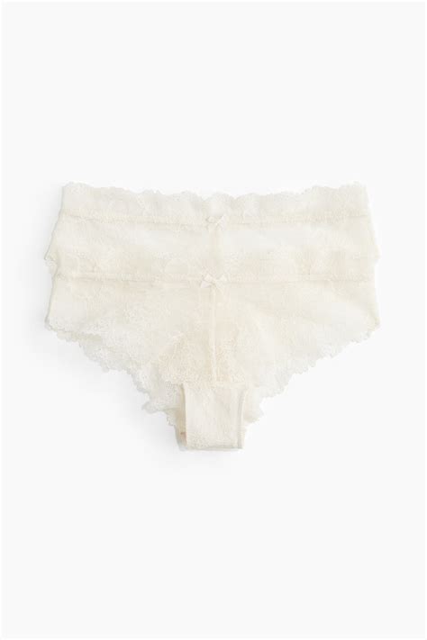 2 Pack Lace Hipster Briefs Cream Ladies Handm Gb