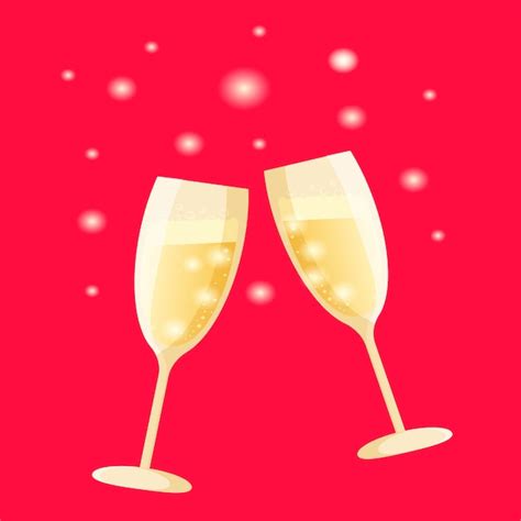 Premium Vector Two Sparkling Glasses Of Champagne On Pink Background